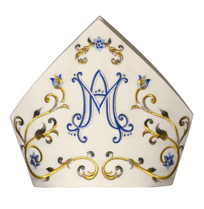 Marian mitre pure wool mitre machine embroidered mitre liturgical ...