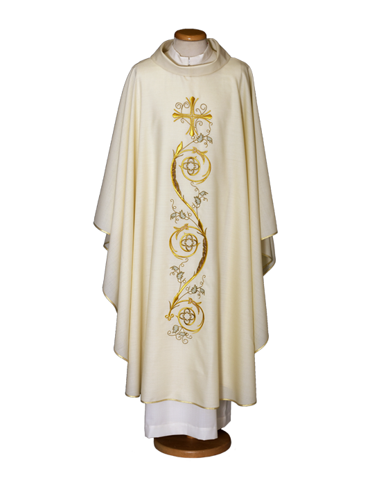 pure wool chasuble, classic embroidered chasuble, traditional Catholic ...