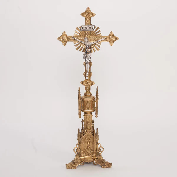 34 inch altar cross, Gothic style altar cross, large brass altar ...