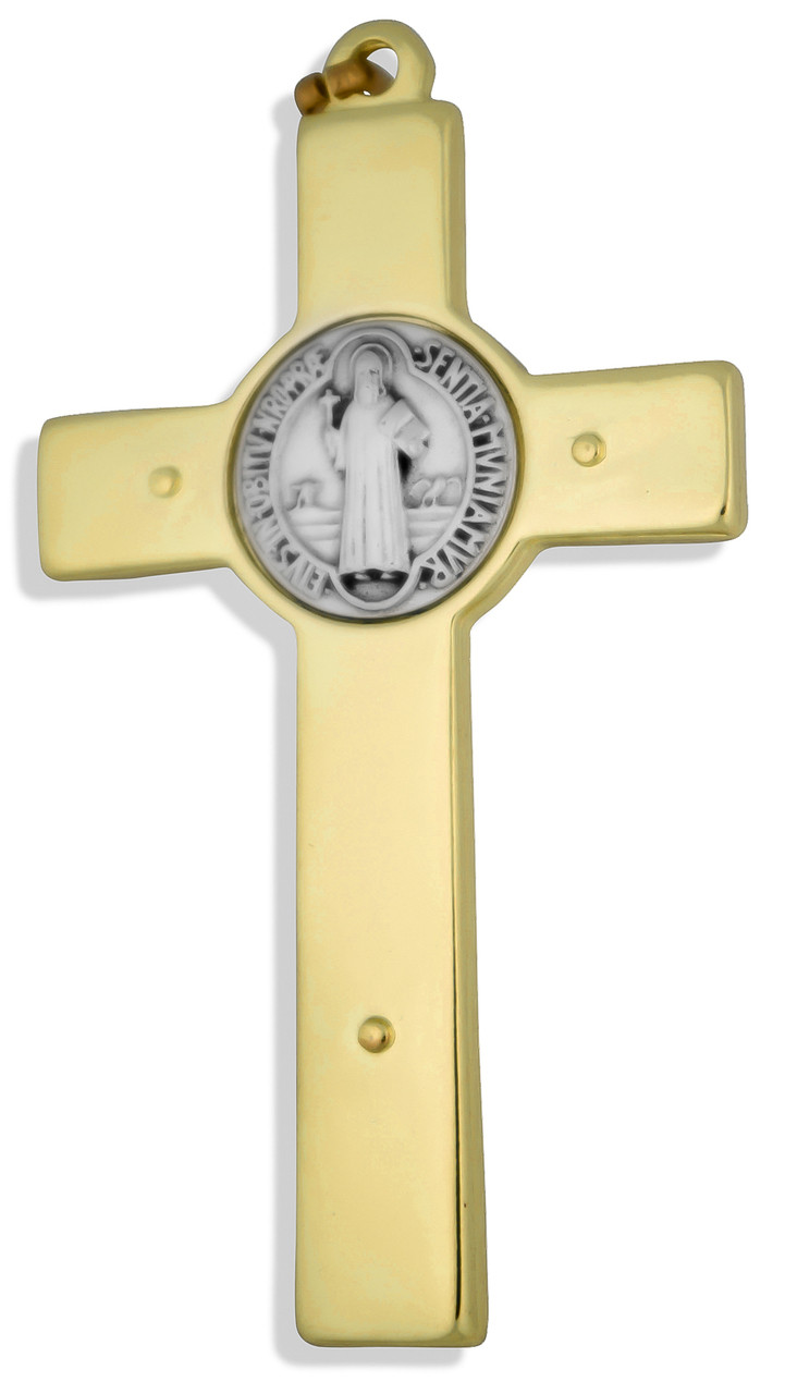Large Saint Benedict Cross with Black Enamel Inlays - Trinity Church Supply