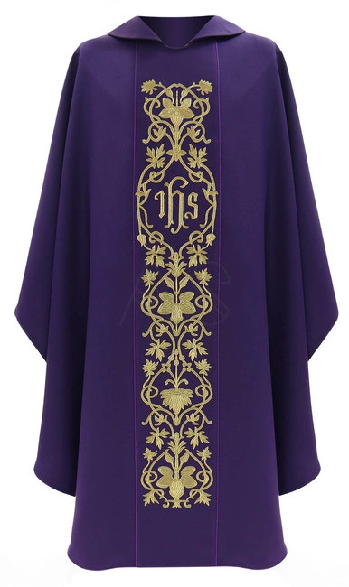 Dark Purple Gothic Chasuble Gold Accented Liturgical Vestment Elegant ...