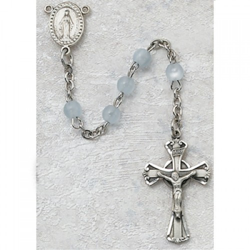 Deluxe Glass Bead Rosary (Blue) - Trinity Church Supply
