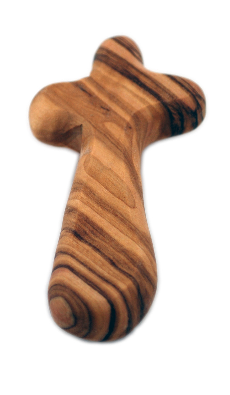 Olive Wood Large Holding Prayer Cross (Medium) - Trinity Church Supply