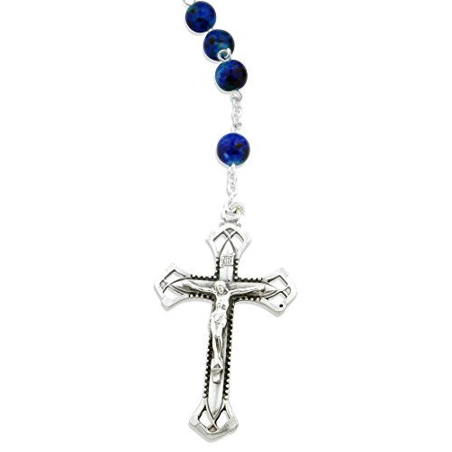 Deluxe Glass Bead Rosary (Blue) - Trinity Church Supply