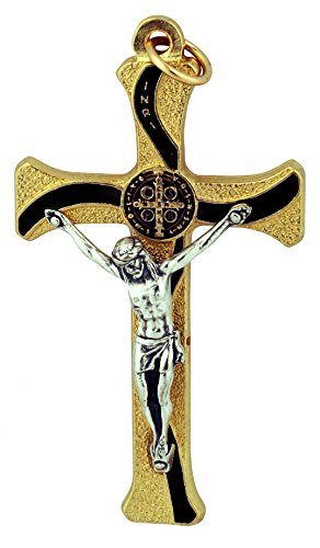 Traditional Latin Cross Pendant with Black Inlay - Trinity Church Supply