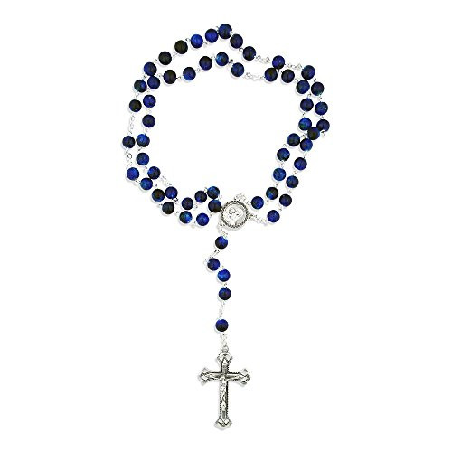 Deluxe Glass Bead Rosary (Blue) - Trinity Church Supply