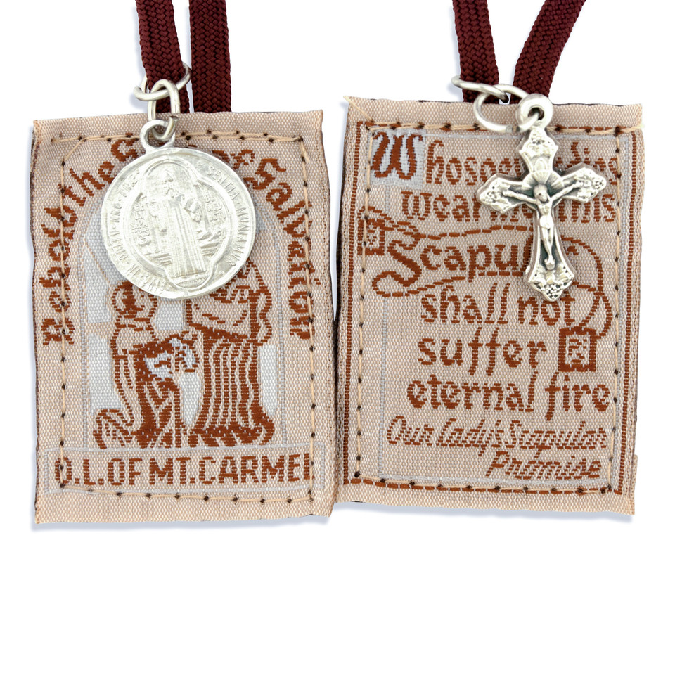 Mahogany Catholic Brown Scapular by Venerare - Trinity Church Supply