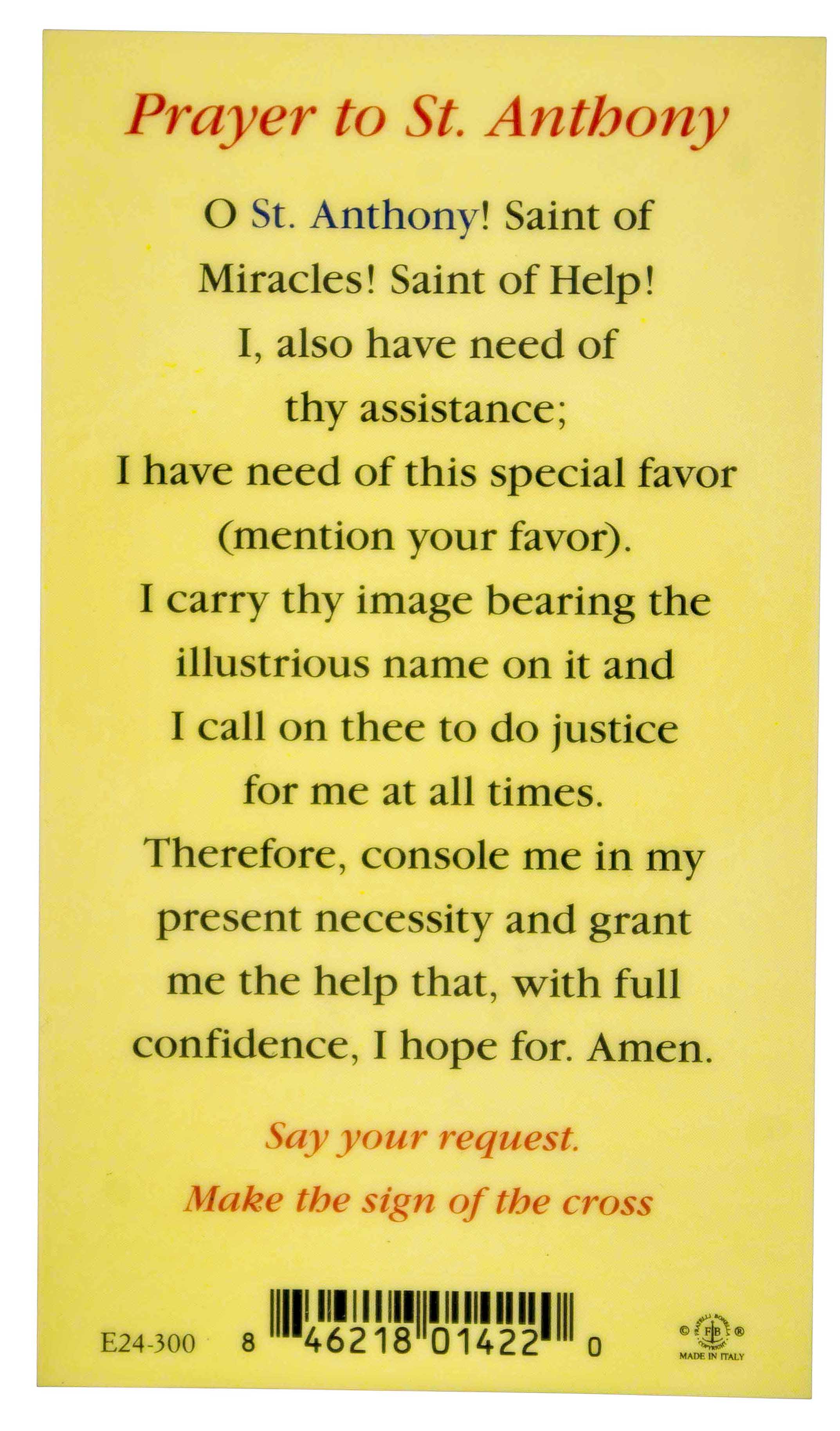 Traditional Holy Cards with Catholic Art and Prayers (Saint Anthony ...