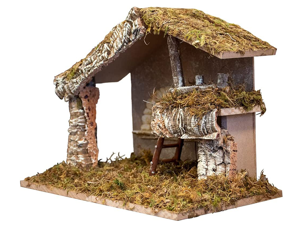Nativity Creche Stable, | Realistic Moss, Hay, Wood and Fabric | 12" x ...