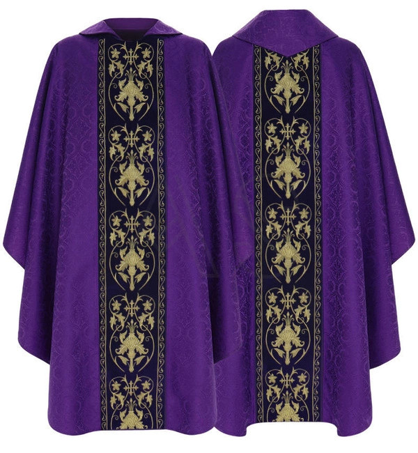 Dark purple chasuble Gothic chasuble Liturgical vestments Clergy ...