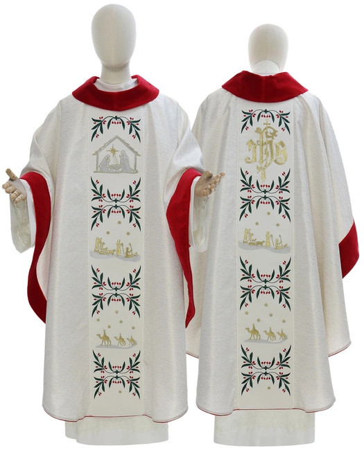 Gothic Chasuble Christmas Chasuble Liturgical Vestments Cream and Red ...