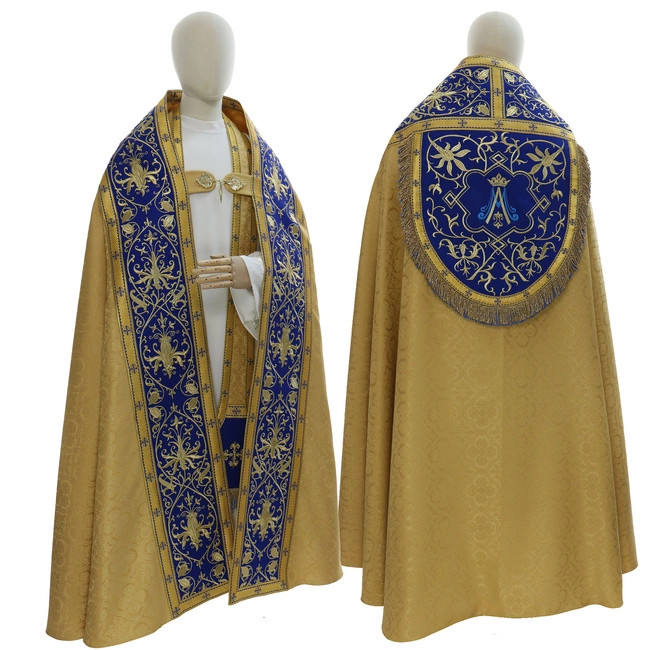 Gold Dark Blue Roman cope Roman cope with stole Liturgical vestments ...