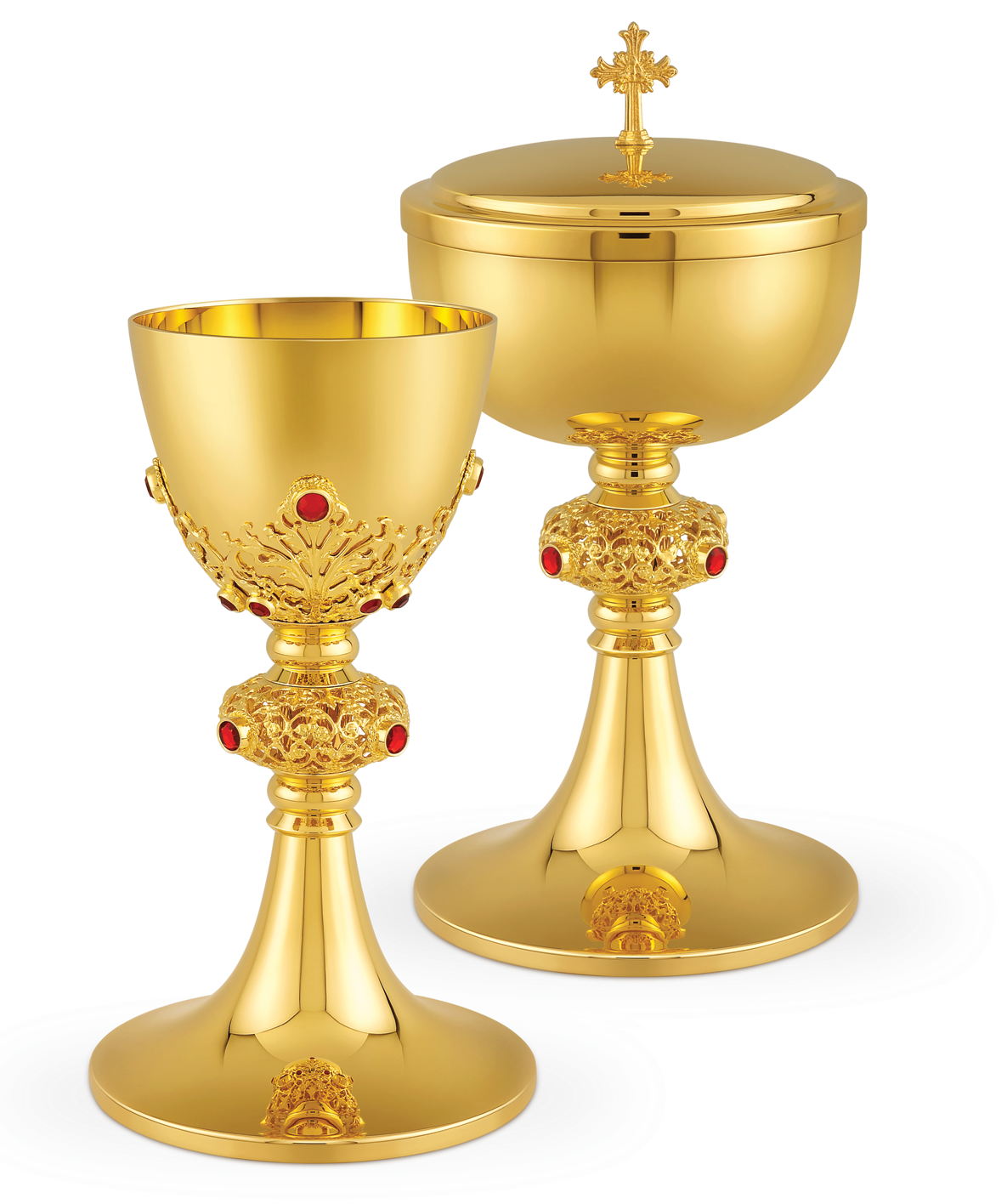 European 24K Gold Plated Chalice Chalice with Red Accent Stones Gold ...