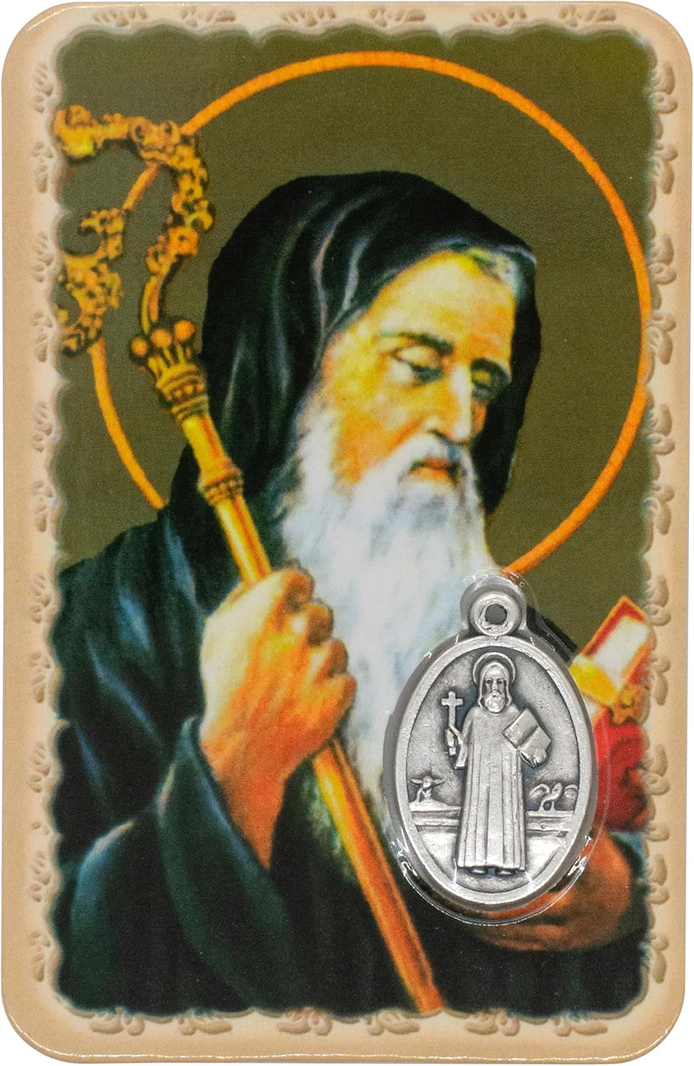 Saint Benedict prayer print Saint Benedict prayer card with medal Saint ...