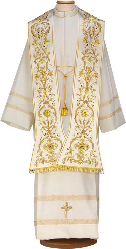 hand-embroidered liturgical stole, acetate priest stole, Catholic stole ...
