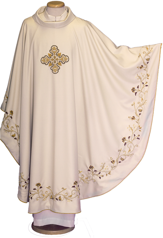 pure wool chasuble, Italian priest chasuble, hand-embroidered chasuble ...