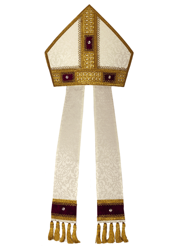 viscose acetate mitre, handcrafted bishop mitre, Gamma mitre design ...