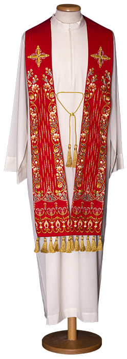 satin stole, machine embroidered stole, Catholic priest stole ...