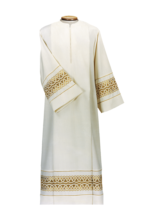 wool polyester alb, Korean collar clergy alb, alb with central zip ...