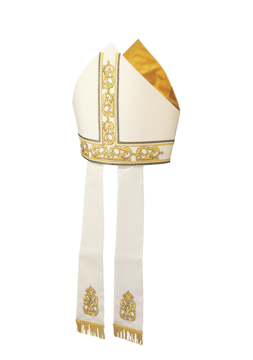 pure wool mitre, embroidered bishop mitre, gold lined mitre, clergy ...