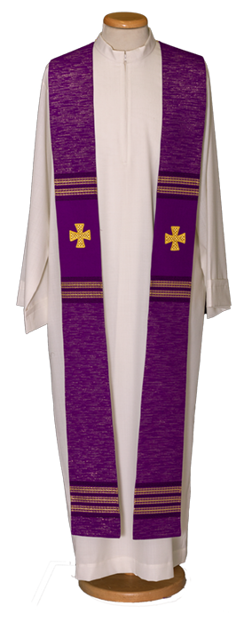 wool acrylic lurex stole liturgical stole with gold accents textured ...