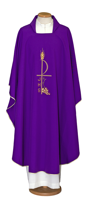 economic chasuble, 100% polyester vestment, square collar chasuble ...