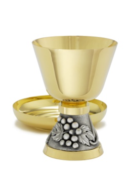 High-polish chalice Chalice with grape leaf motif Eucharistic chalice ...