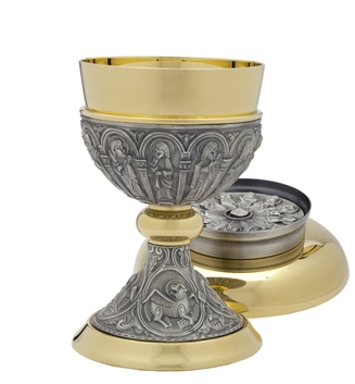 Two-Tone Apostles Chalice 24K Gold Plated Chalice Silver-Ox Raised ...