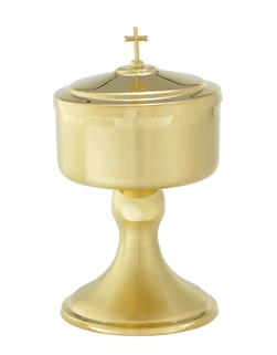 24K Gold-Plated Ciborium Satin Finish Ciborium Liturgical Vessel Gold ...