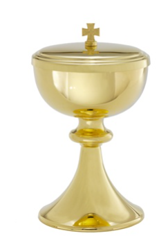 24K Gold-Plated Ciborium Gold Cross Accent Ciborium Eucharistic Vessel ...