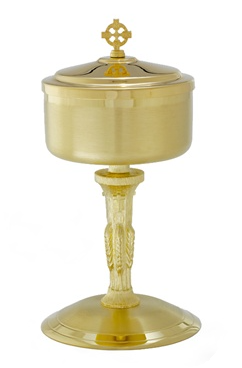 24K Gold-Plated Ciborium Wheat Stem Design Ciborium Satin Finish ...