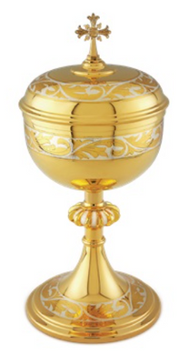 24K Gold-Plated Ciborium Imported Liturgical Ciborium Eucharistic Host ...