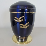 Copper urn Dark blue urn Gold accent urn Gold dove urn Cremation urn ...