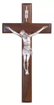 Silvercrest Walnut Cross Silver Plated Corpus Cross Beveled Edge Cross ...