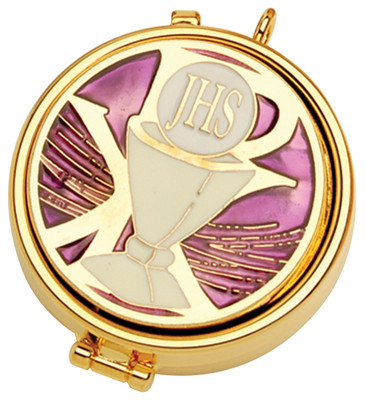 24k Gold Plated Pyx Enameled Emblem Pyx Sacred Pyx Eucharistic Pyx 7 ...