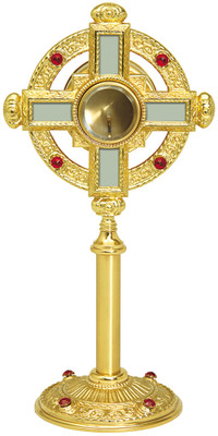 24k Gold-Plated Monstrance Monstrance with Silver Cross Ruby Glass ...