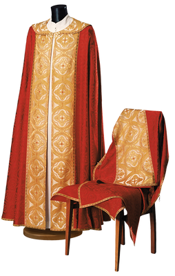Damask cope Catholic cope with gold trim Brocade liturgical stole ...
