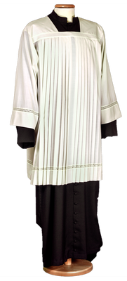 pleated surplice, polyester wool surplice, square collar clergy ...