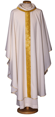 polyester chasuble, elegant chasuble, simple priest vestment, gold ...