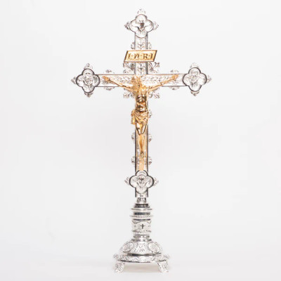 24 inch altar cross, silver plated altar cross, Catholic altar crucifix ...