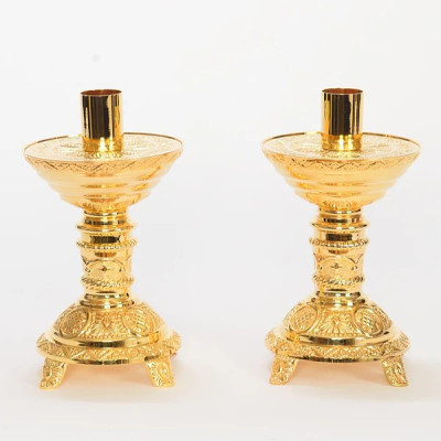 gold plated altar candlestick, 8 inch altar candlestick, H-98 altar ...