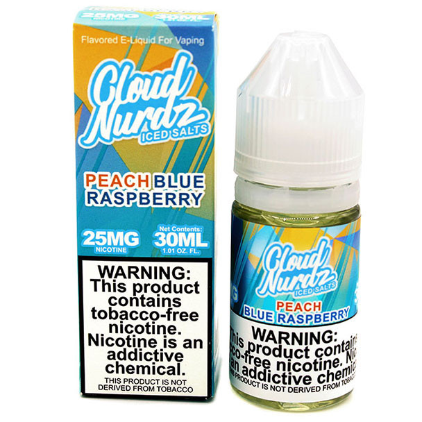 ICED Blue Raspberry Peach - 50mg - Cloud Nurdz Salts - 30mL