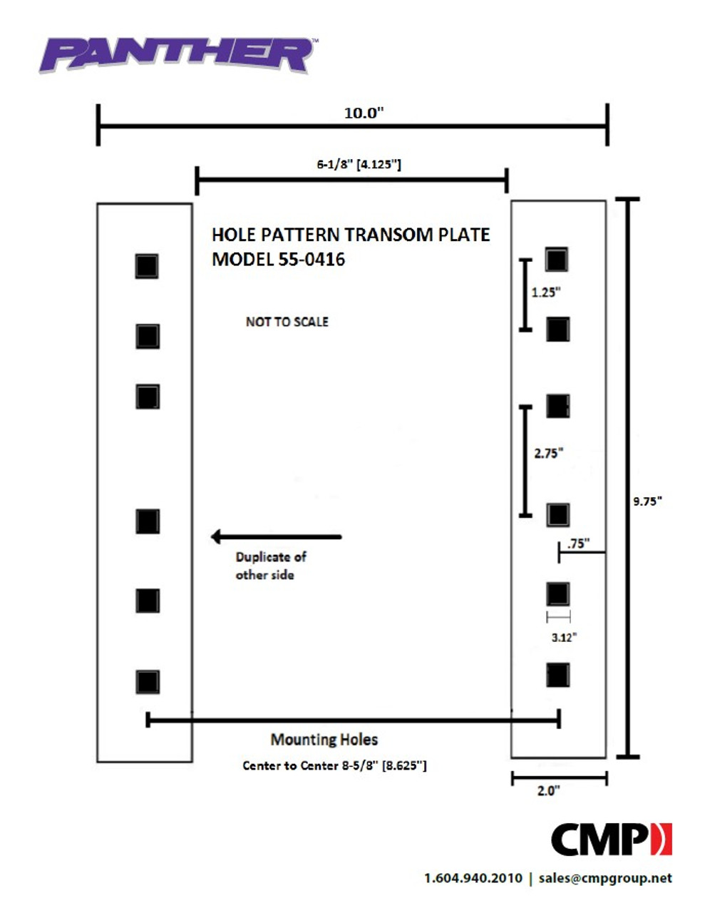 Panther Outboard Motor Bracket 4 Stroke 16" Vertical Travel 55-0416 ...