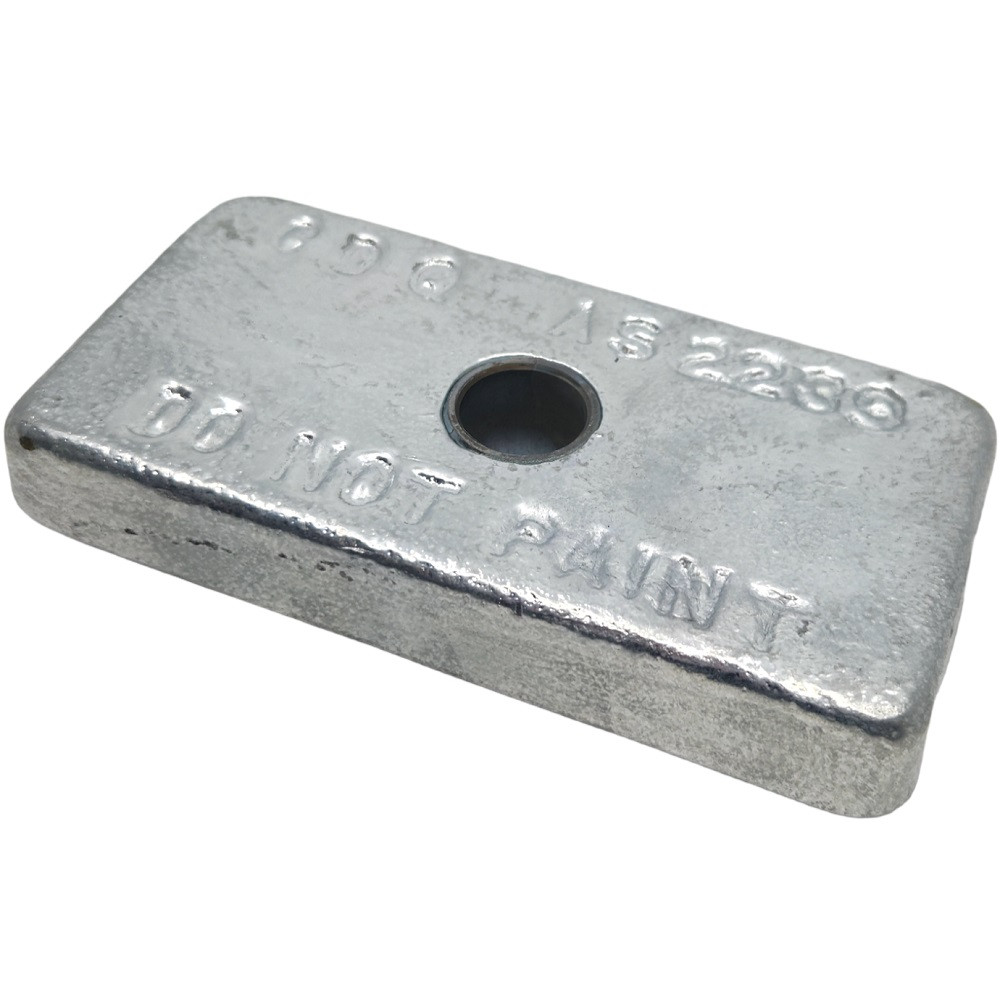Zinc Single Hole Block Anode CDZ2-63-1H - Boaters World