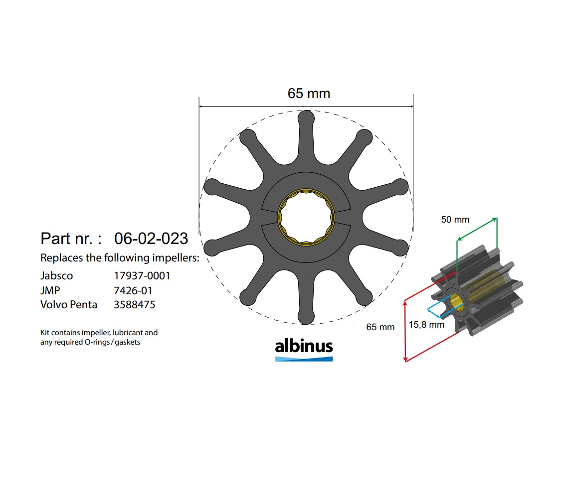 Aftermarket Volvo Penta 3588475 Seawater Impeller - Boaters World
