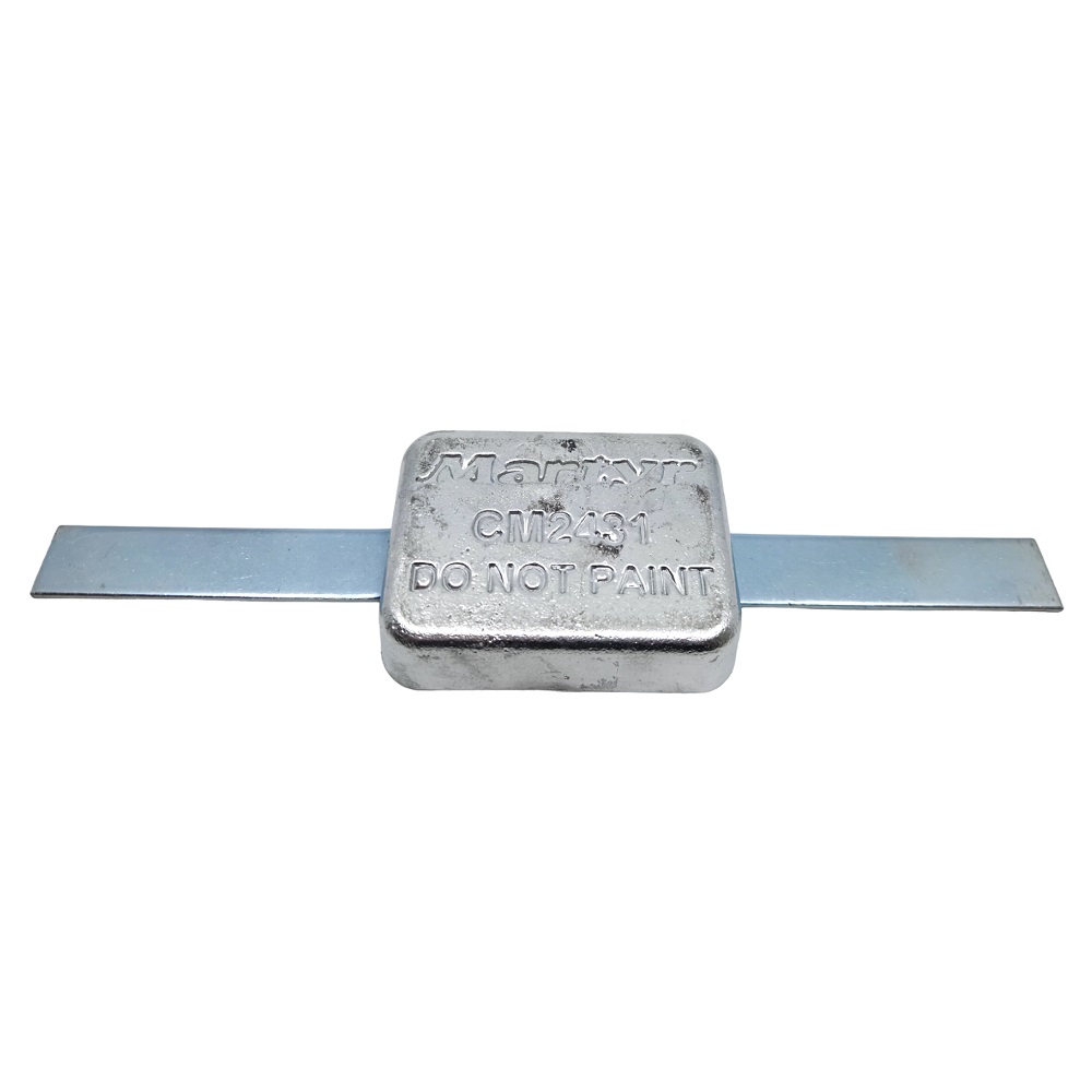 CM2-43-1S - Block Anode with Strap Zinc 102 x 76 x 27mm - Boaters World