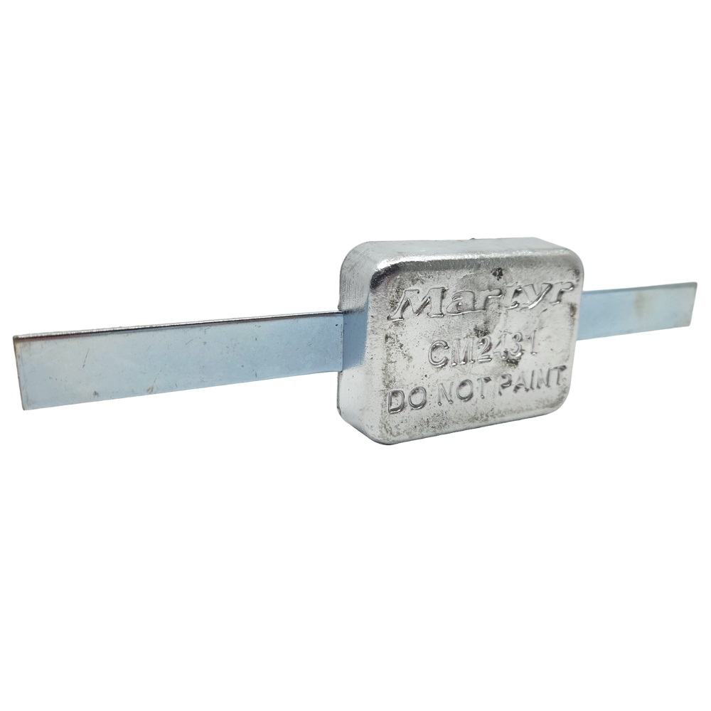 CM2-43-1S - Block Anode with Strap Zinc 102 x 76 x 27mm - Boaters World