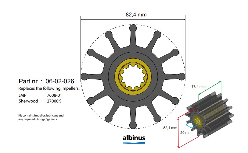 Aftermarket Sherwood 27000K Cummins 3974456 Seawater Impeller - Boaters ...