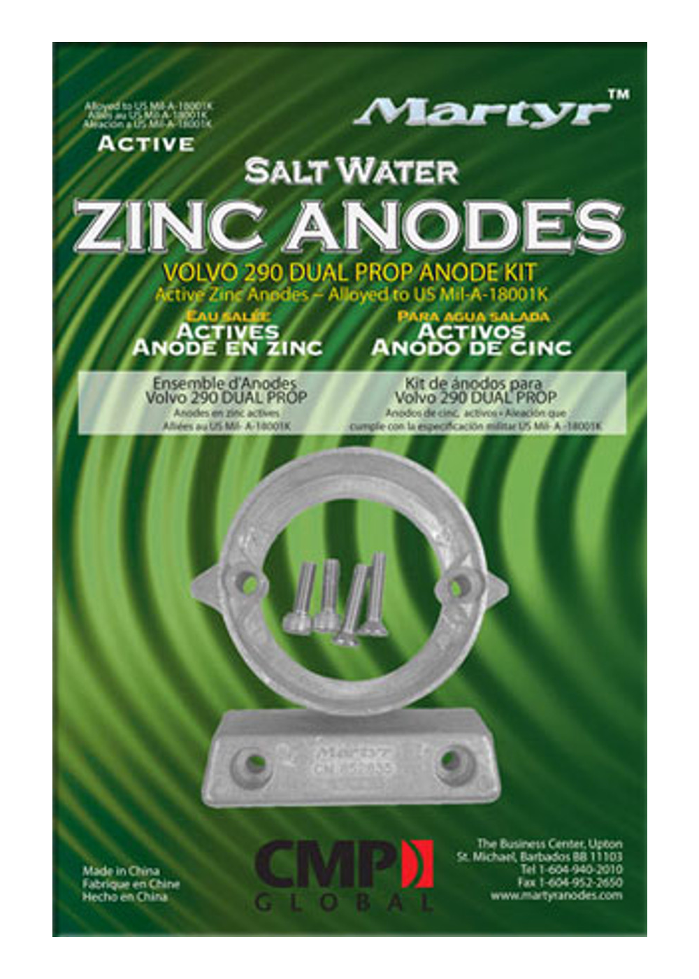 Aftermarket Volvo Penta 290 Duo Prop Zinc Anode Kit Martyr CM290DPKITZ ...