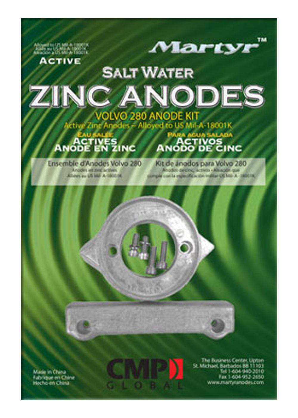 Aftermarket Volvo Penta 280 Single Prop Zinc Anode Kit Martyr CM280KITZ ...